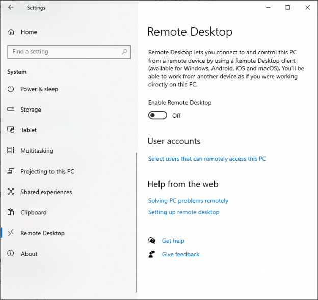 Windows 10 Remote Desktop Protocol (RDP) | Andreas' Blog